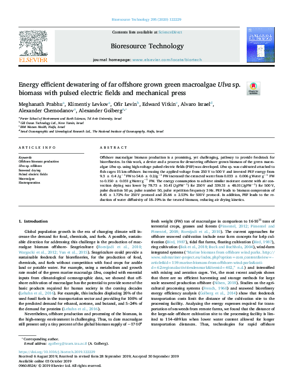 (PDF) Energy efficient dewatering of far offshore grown green ...