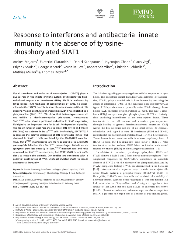 (PDF) Response to interferons and antibacterial innate immunity in the ...