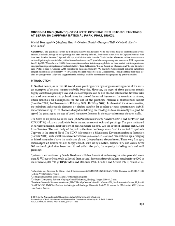 (PDF) Cross dating (Th/U-14C) of calcite covering prehistoric paintings ...