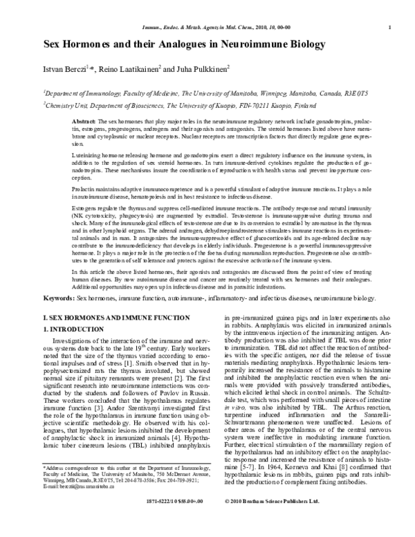 (PDF) Sex Hormones and their Analogues in Neuroimmune Biology