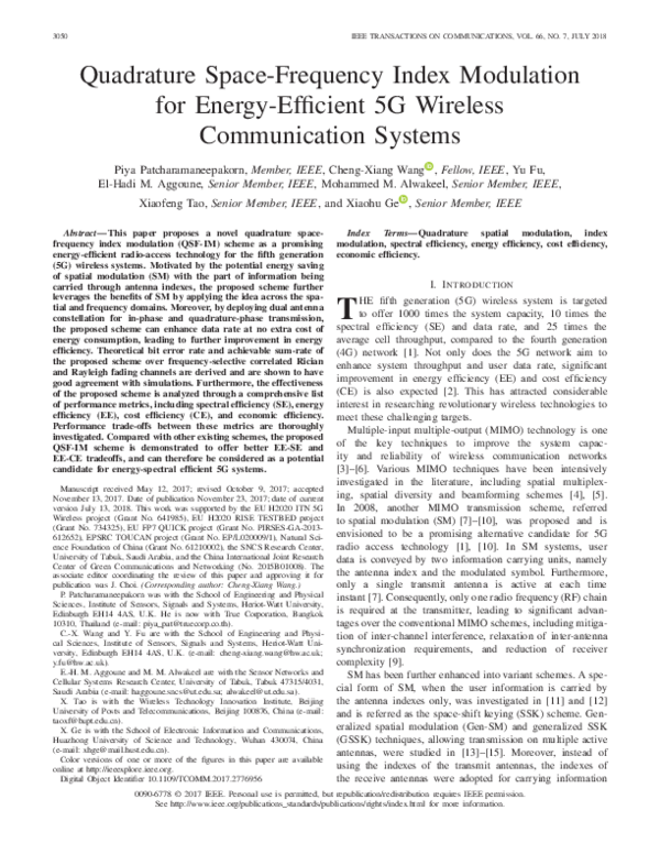 Pdf Quadrature Space Frequency Index Modulation For Energy Efficient