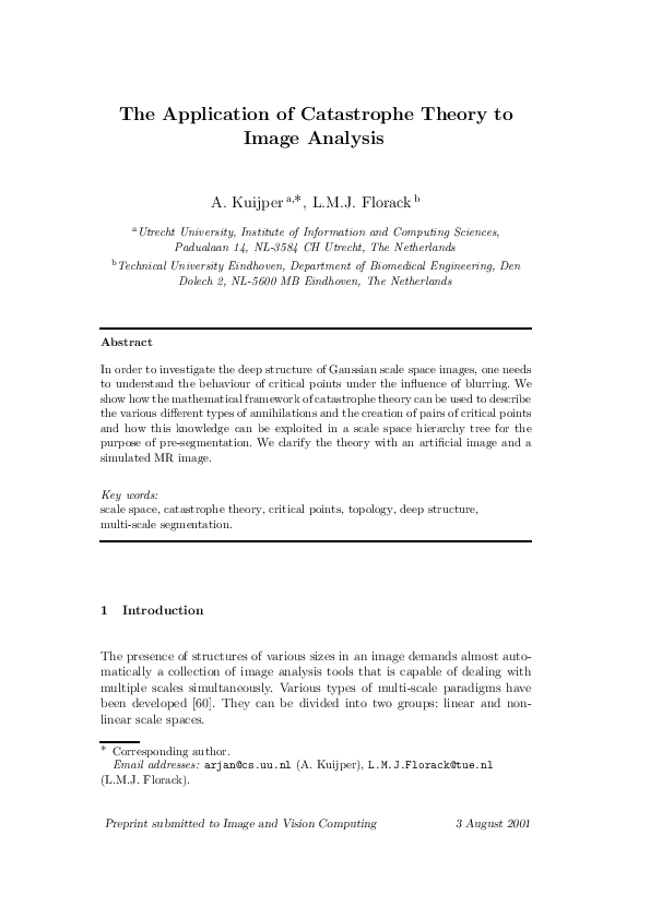 (PDF) The application of catastrophe theory to image analysis