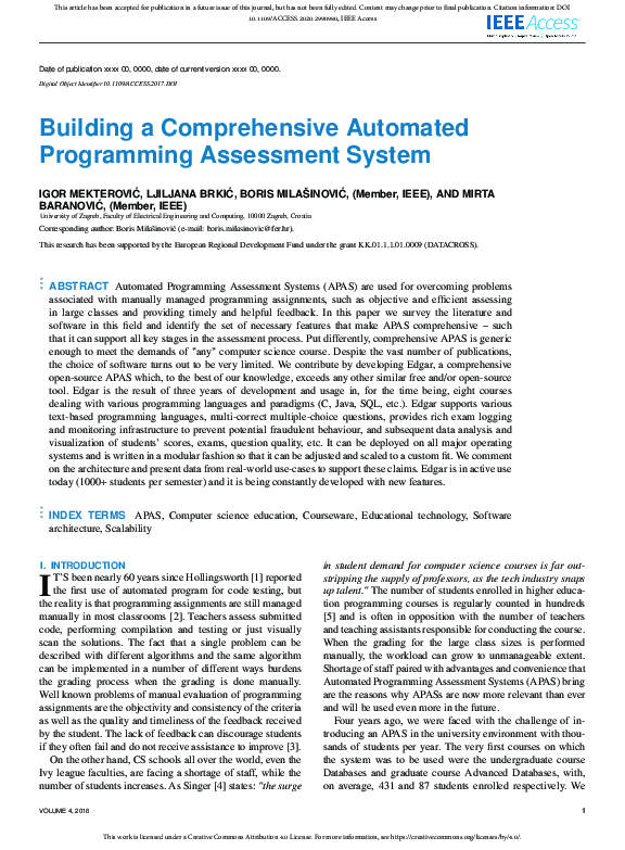 Pdf Building A Comprehensive Automated Programming Assessment System