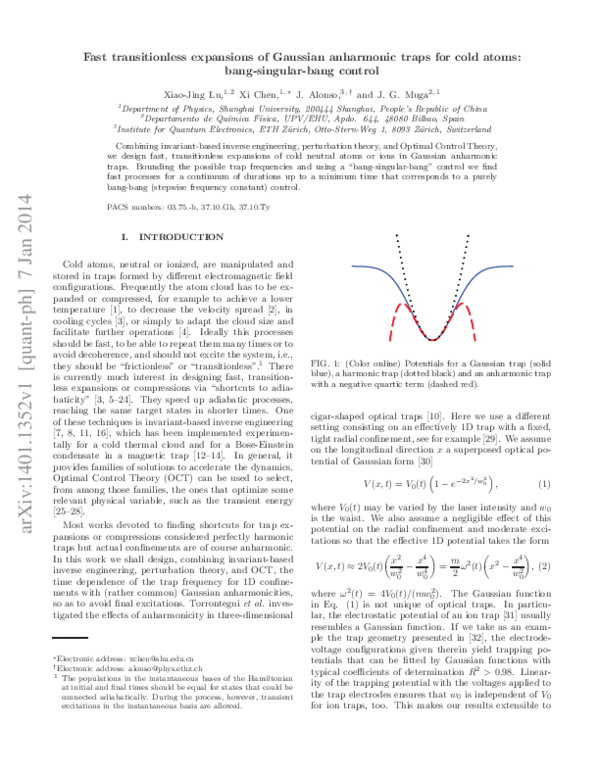 (PDF) Fast transitionless expansions of Gaussian anharmonic traps for ...