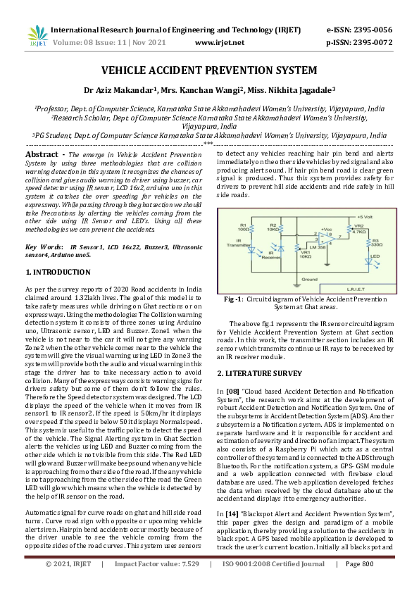 (PDF) IRJET- VEHICLE ACCIDENT PREVENTION SYSTEM
