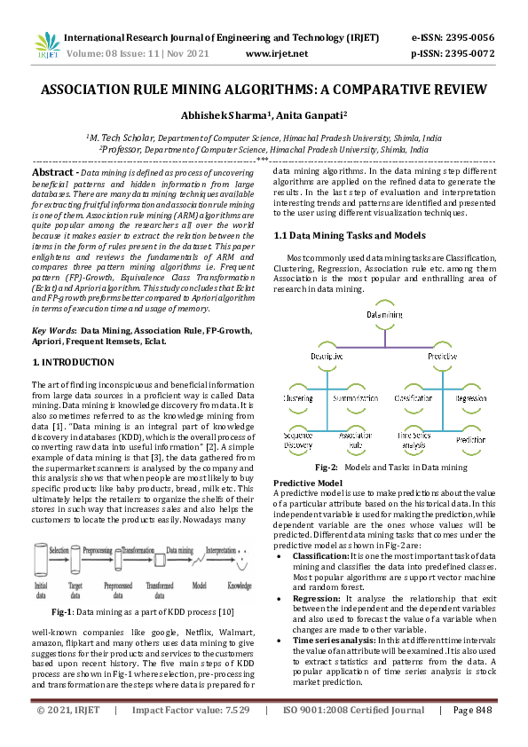 (PDF) IRJET- ASSOCIATION RULE MINING ALGORITHMS: A COMPARATIVE REVIEW