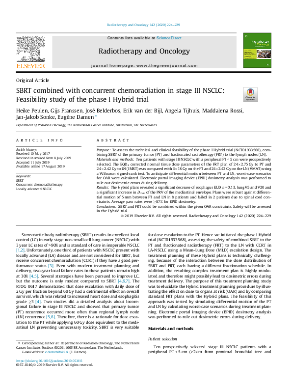 (PDF) SBRT combined with concurrent chemoradiation in stage III NSCLC ...