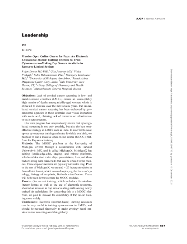 (PDF) Massive Open Online Course for Paps: An Electronic Educational ...