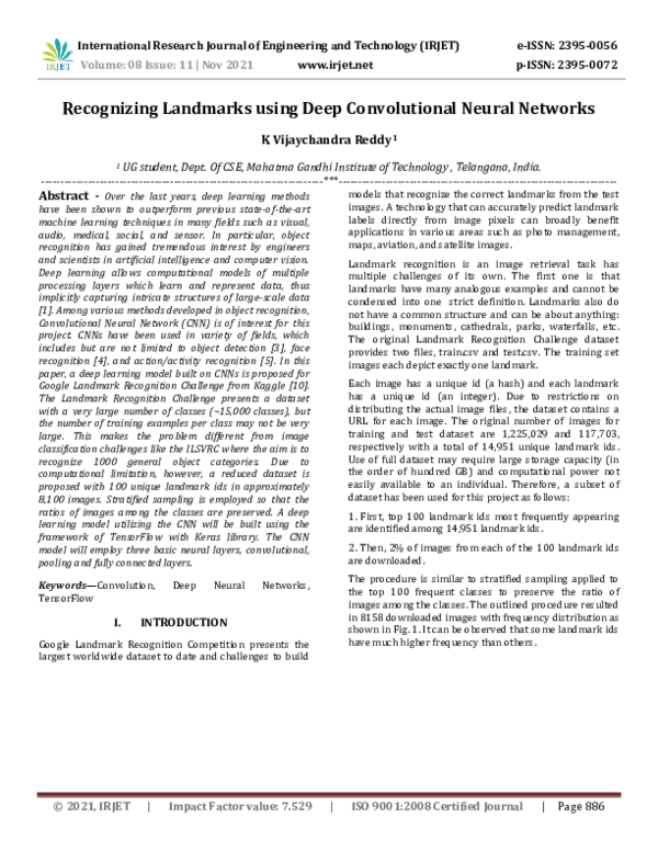 (PDF) IRJET- Recognizing Landmarks using Deep Convolutional Neural Networks