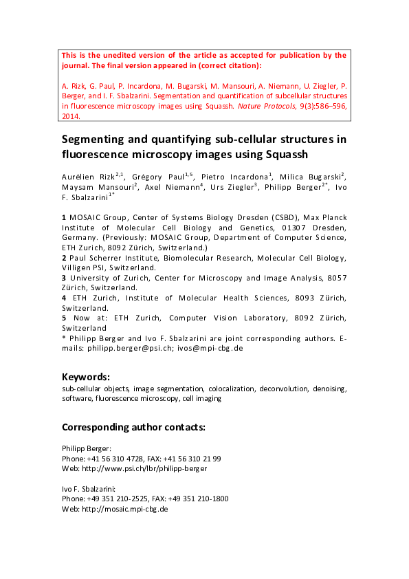 (PDF) Segmentation and quantification of subcellular structures in fluorescence microscopy ...