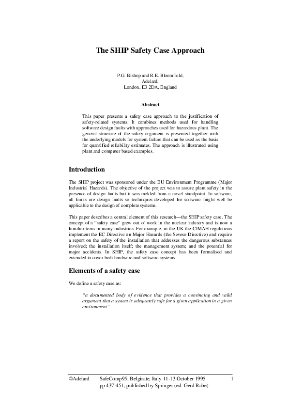 (PDF) The SHIP safety case approach