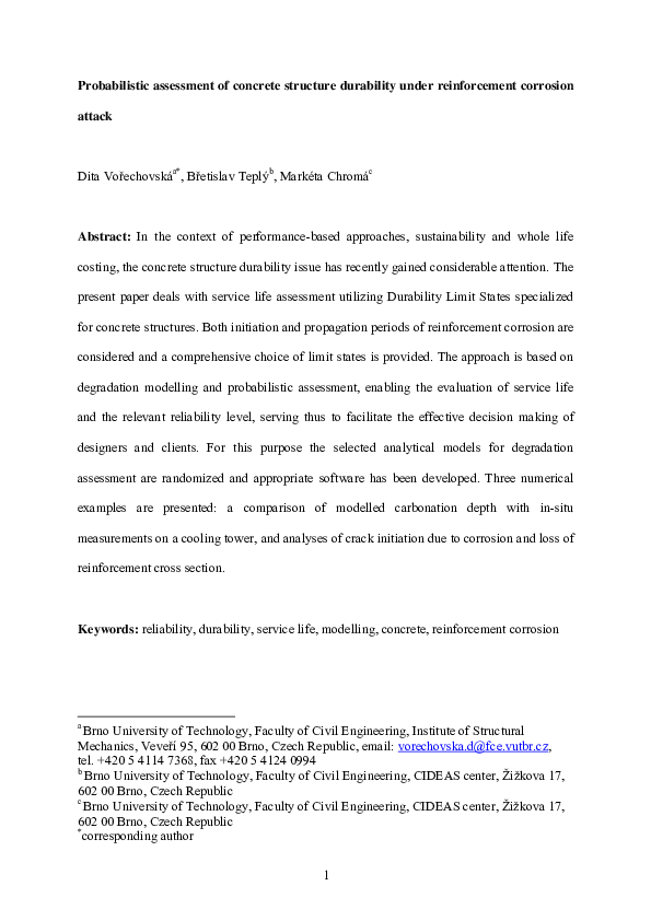 (PDF) Probabilistic Assessment of Concrete Structure Durability under Reinforcement Corrosion Attack
