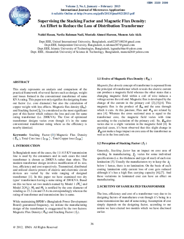 (PDF) Supervising the Stacking Factor and Magnetic Flux Density : An ...