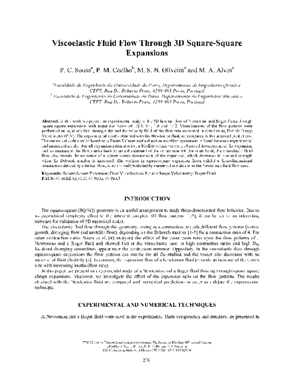 (PDF) Viscoelastic fluid flow through 3D square-square expansions