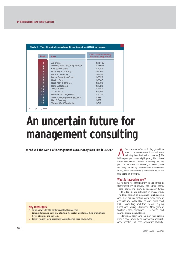 (PDF) An uncertain future for management consulting