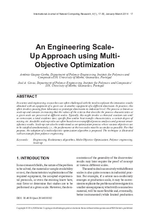 (PDF) An Engineering Scale-Up Approach using Multi-Objective Optimization