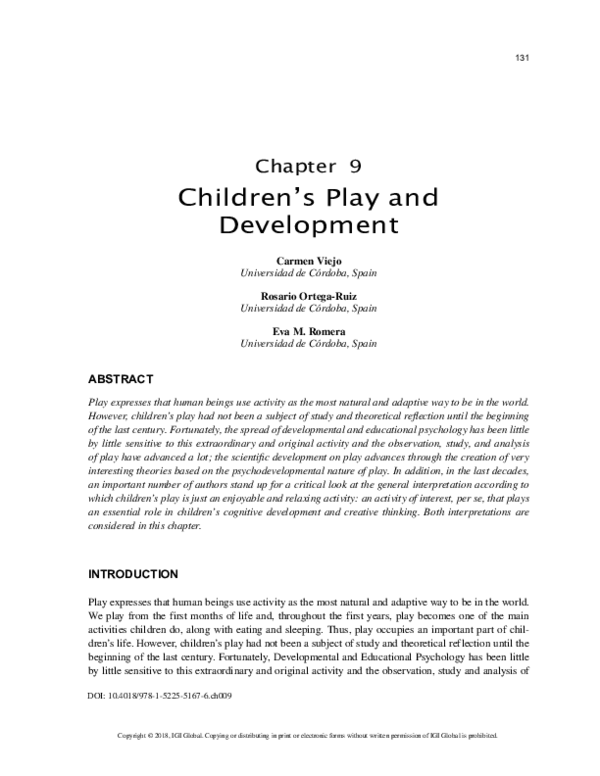 (PDF) Children's Play and Development