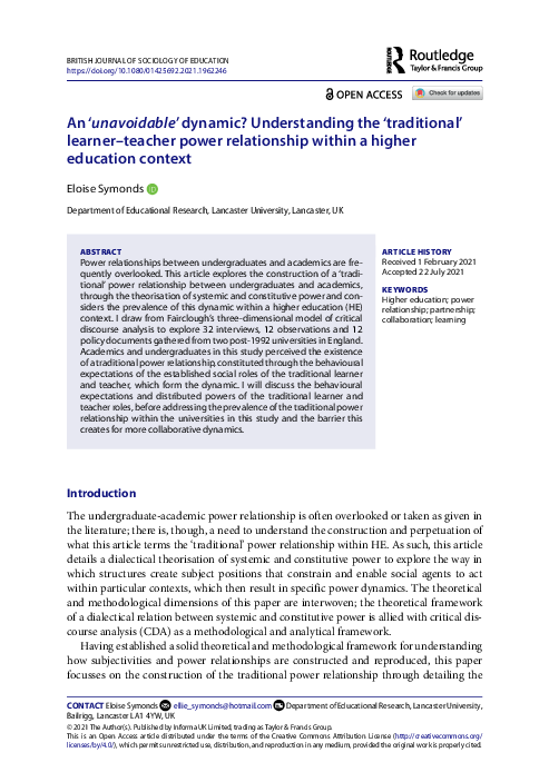 (PDF) An ‘unavoidable’ dynamic? Understanding the ‘traditional’ learner ...