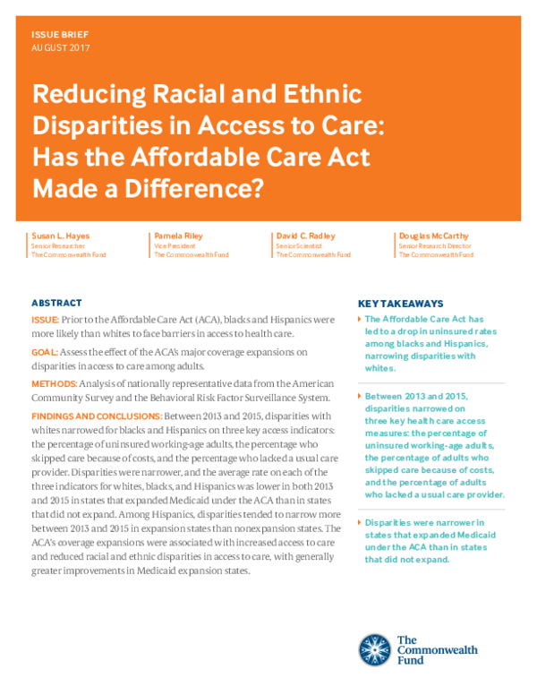 (PDF) Reducing Racial and Ethnic Disparities in Access to Care: Has the ...
