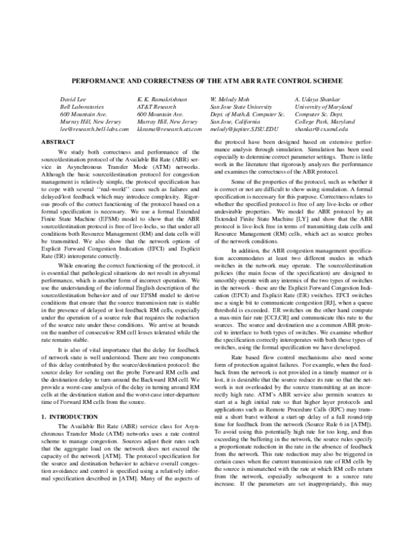 (PDF) Performance and correctness of the ATM ABR rate control scheme ...