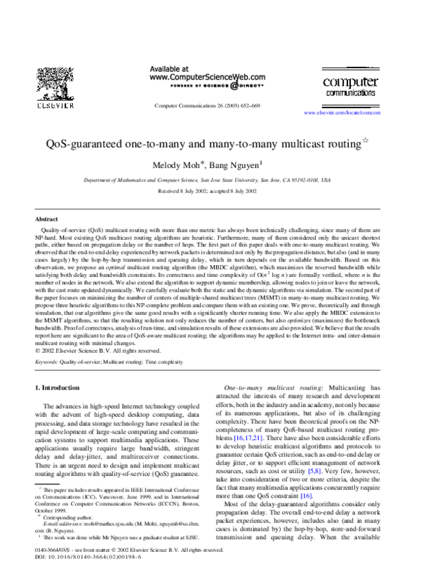 Pdf Qos Guaranteed One To Many And Many To Many Multicast Routing