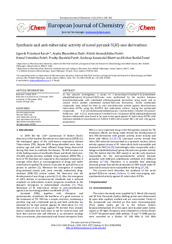 (PDF) Synthesis and antitubercular activity of novel 4-substituted ...