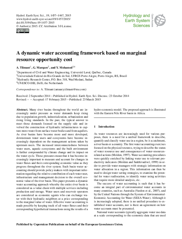 (PDF) A dynamic water accounting framework based on marginal resource ...