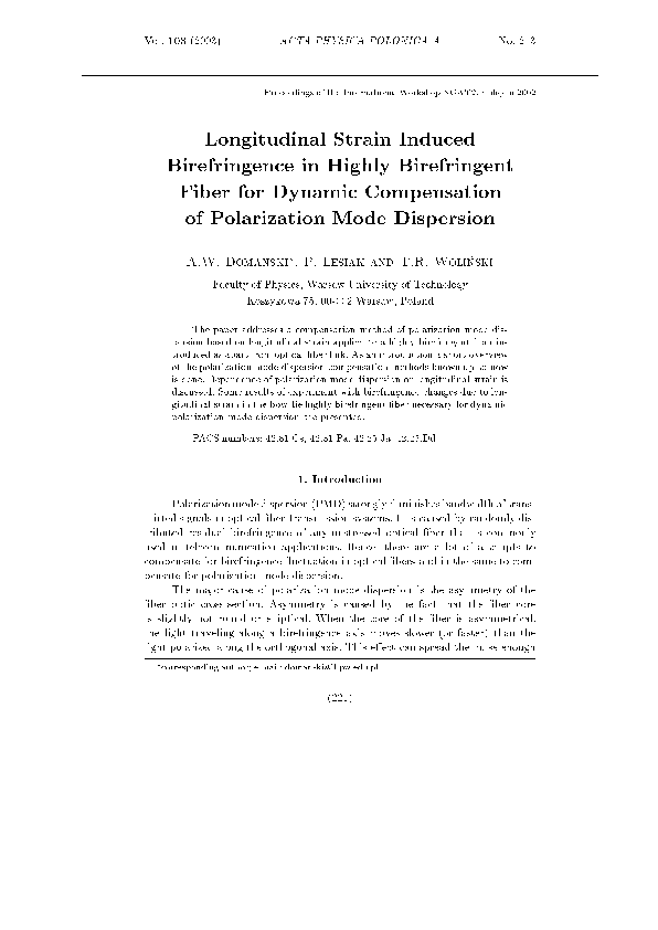 (PDF) Longitudinal Strain Induced Birefringence in Highly Birefringent ...