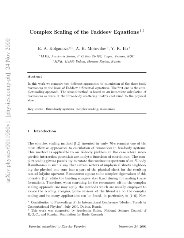 (PDF) Complex scaling of the Faddeev equations