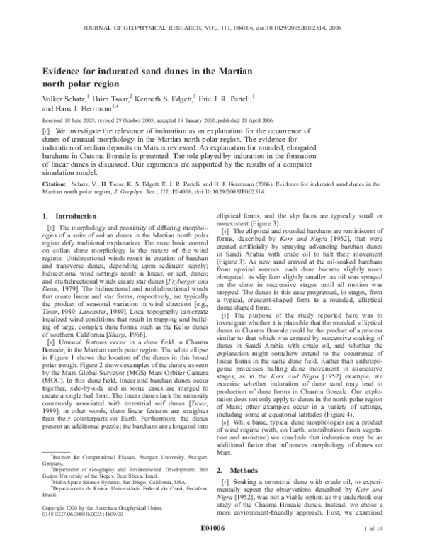 (PDF) Evidence for indurated sand dunes in the Martian north polar region