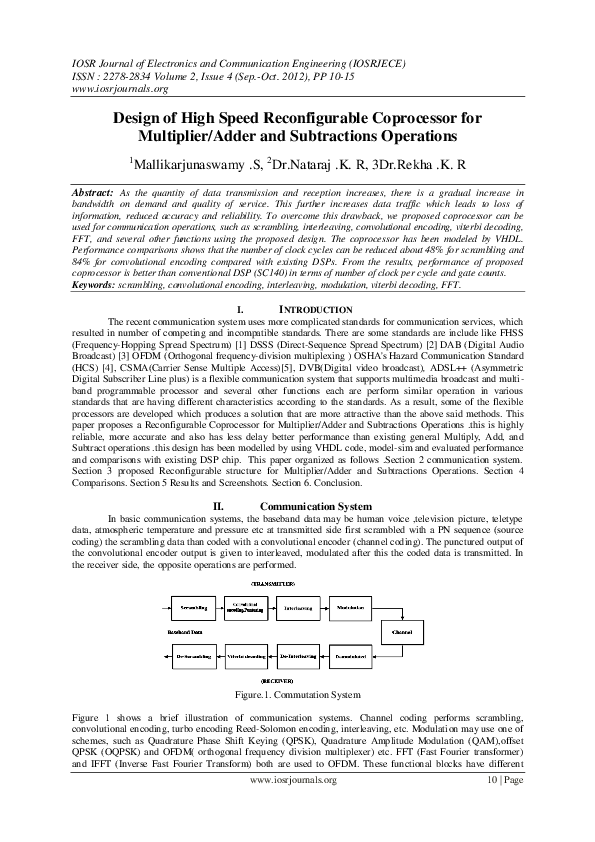 (PDF) Design of High Speed Reconfigurable Coprocessor for Next Generation scrambler and de ...