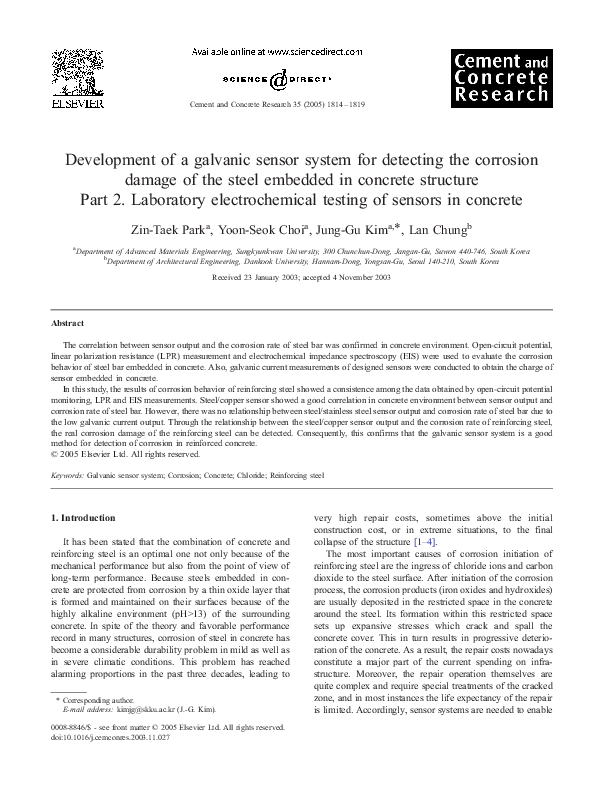 Pdf Development Of A Galvanic Sensor System For Detecting The