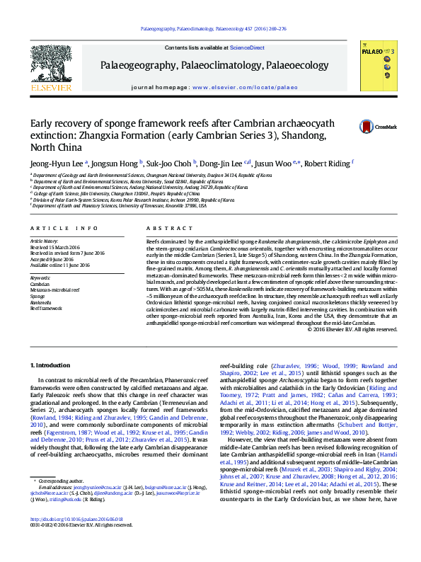 (PDF) Early recovery of sponge framework reefs after Cambrian ...