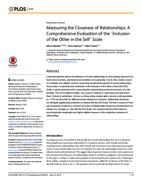 (PDF) Measuring the Closeness of Relationships: A Comprehensive ...
