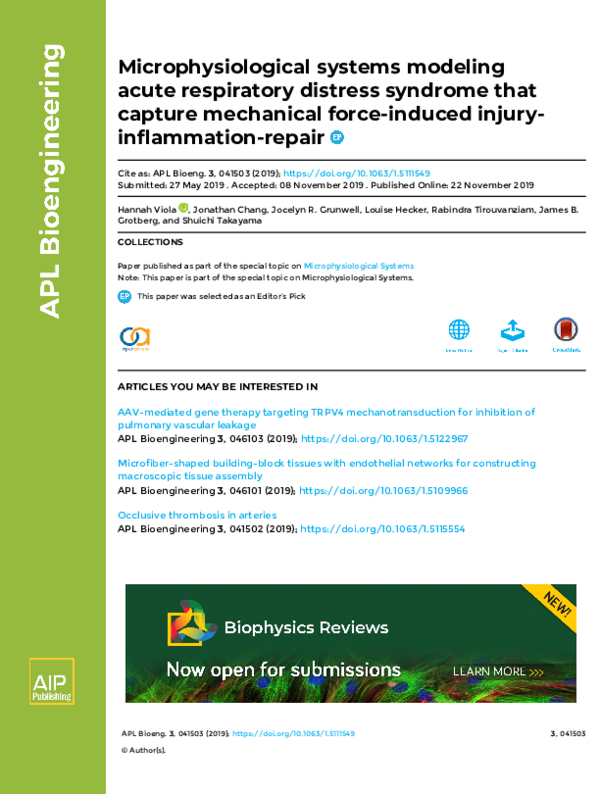 (PDF) Microphysiological systems modeling acute respiratory distress ...