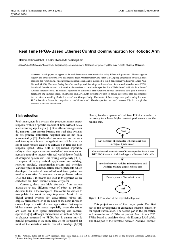 Pdf Real Time Fpga Based Ethernet Control Communication For Robotic Arm