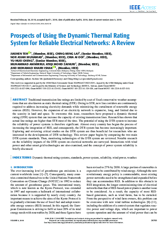 (PDF) Prospects of Using the Dynamic Thermal Rating System for Reliable ...