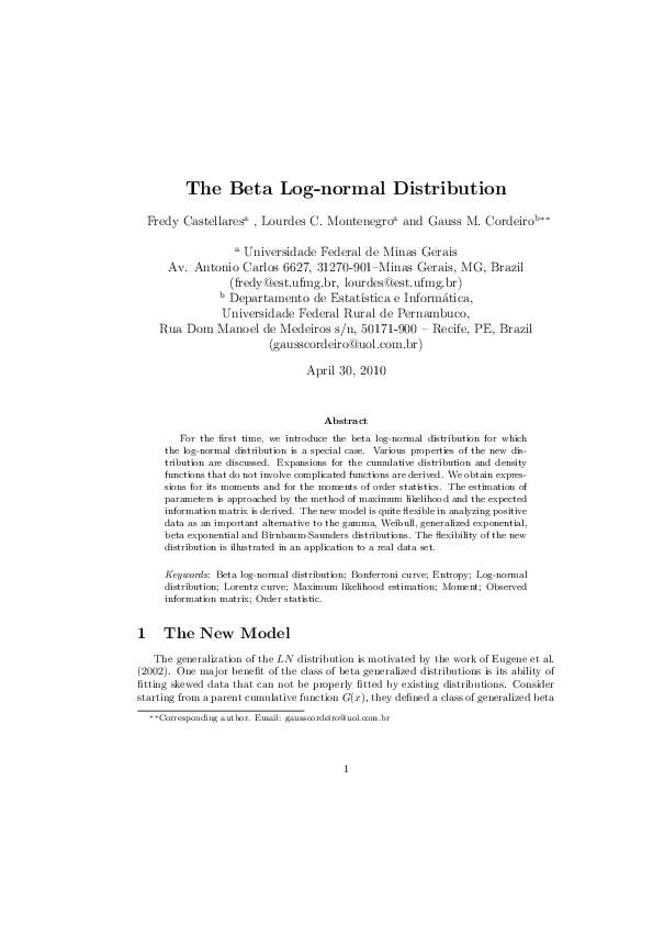 (PDF) The beta log-normal distribution