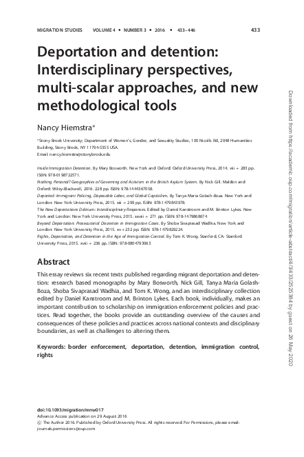 (PDF) Deportation and detention: Interdisciplinary perspectives, multi ...