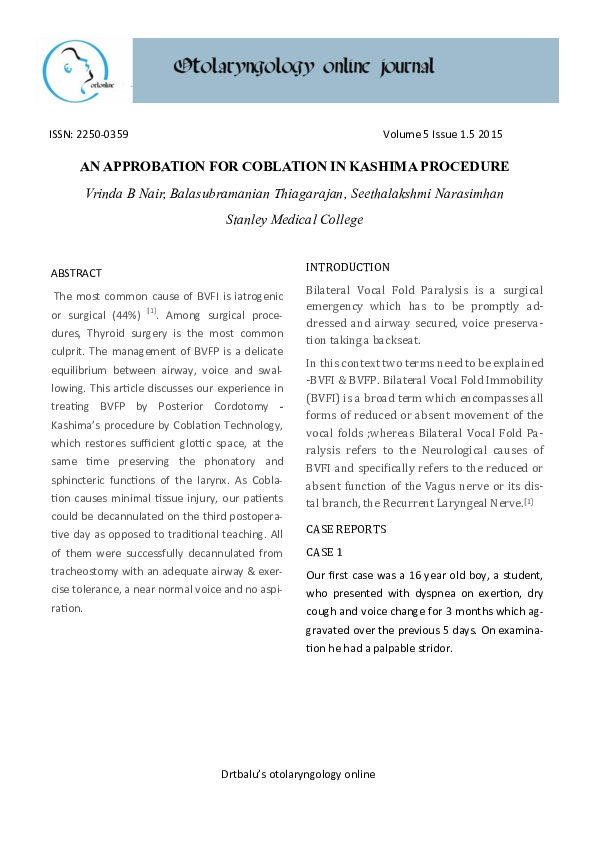 (PDF) An Approbation for Coblation in Kashima Procedure