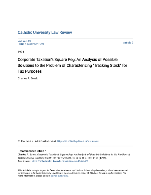 (PDF) Corporate Taxation's Square Peg: An Analysis of Possible ...