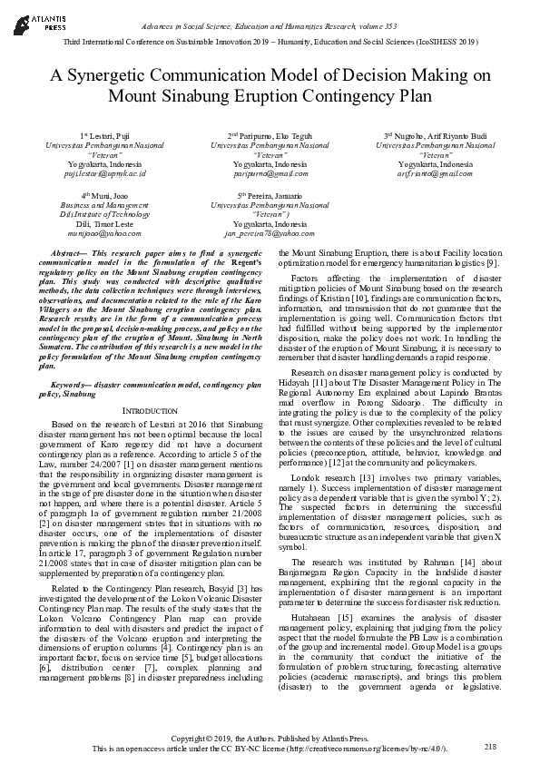 (PDF) A Synergetic Communication Model of Decision Making on Mount ...