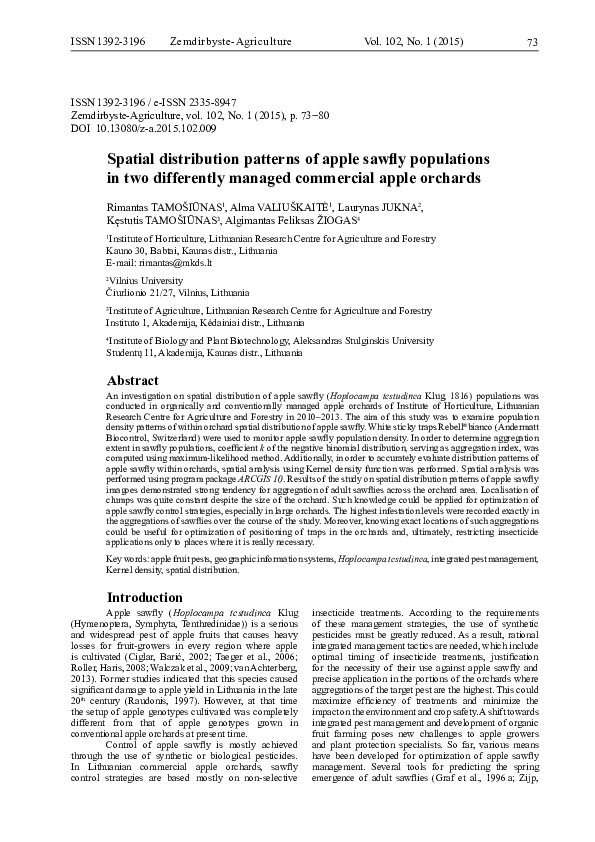 (PDF) Spatial distribution patterns of apple sawfly populations in two ...