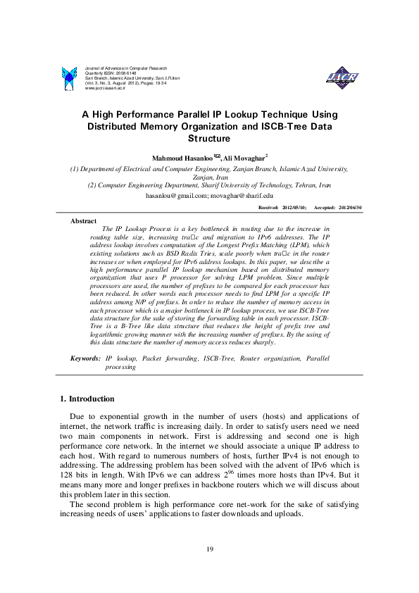 (PDF) A High Performance Parallel IP Lookup Technique Using Distributed ...