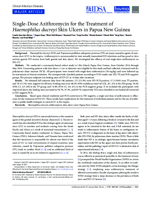 (PDF) Single dose azithromycin for the treatment of Haemophilus ducreyi ...