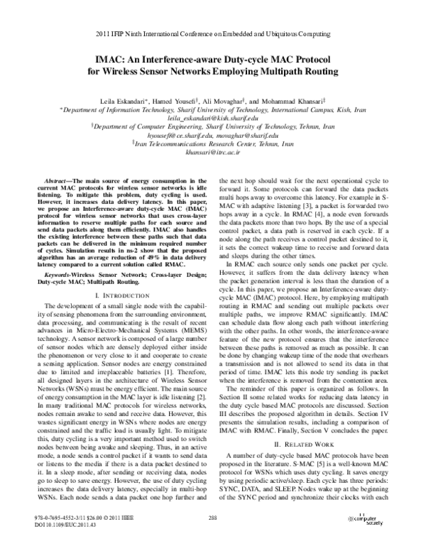 (PDF) IMAC: An Interference-Aware Duty-Cycle MAC Protocol for Wireless Sensor Networks Employing ...