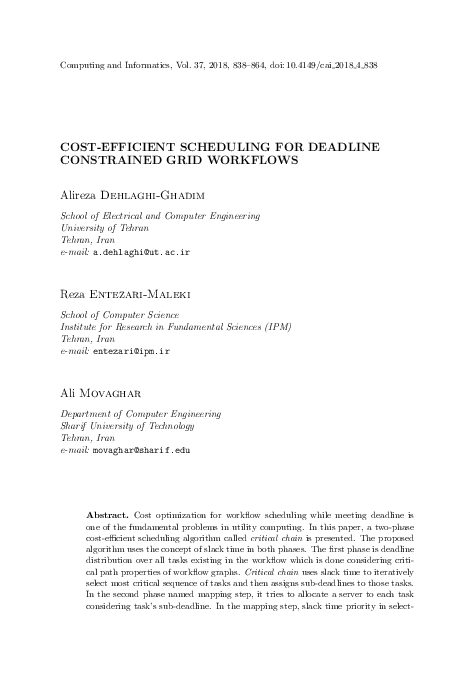 Cost Efficient Scheduling For Deadline Constrained Grid Workflows 