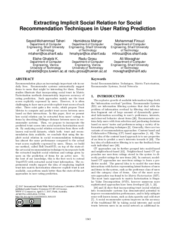 (PDF) Extracting Implicit Social Relation for Social Recommendation Techniques in User Rating ...