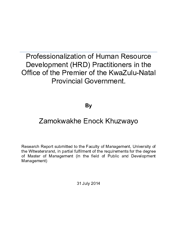 (PDF) Professionalization of human resource development (HRD ...