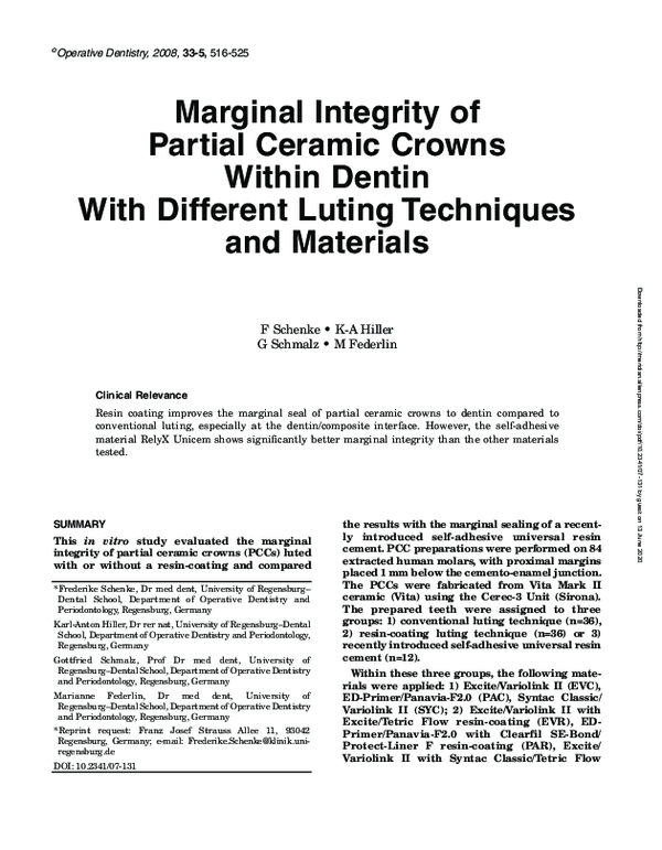 (PDF) Marginal Integrity of Partial Ceramic Crowns Within Dentin With ...